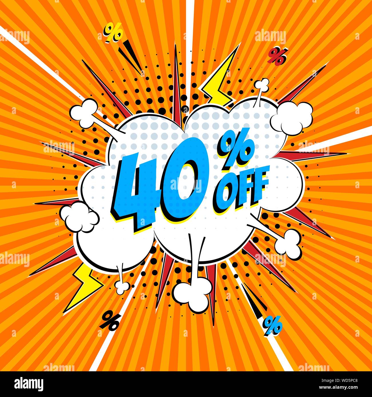 Comic lettering 40 percent off SALE in the speech bubble comic style ...