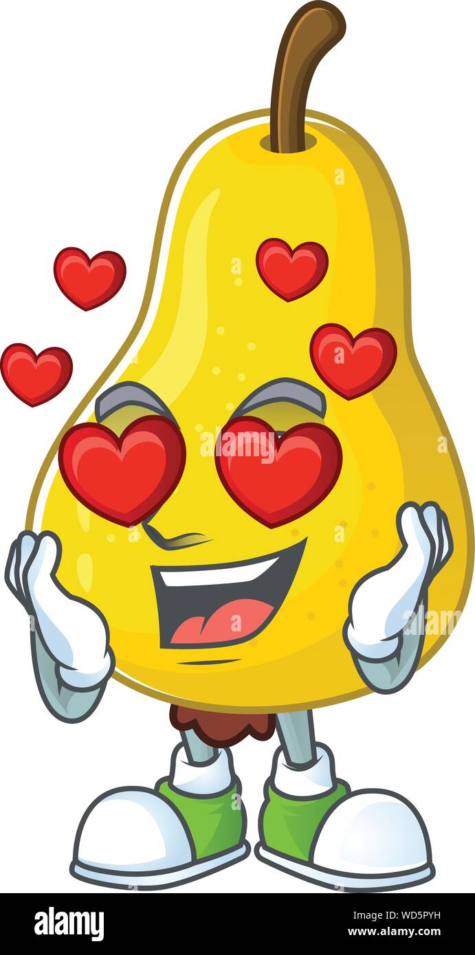 In love yellow pear cartoon character on white background Stock Vector ...