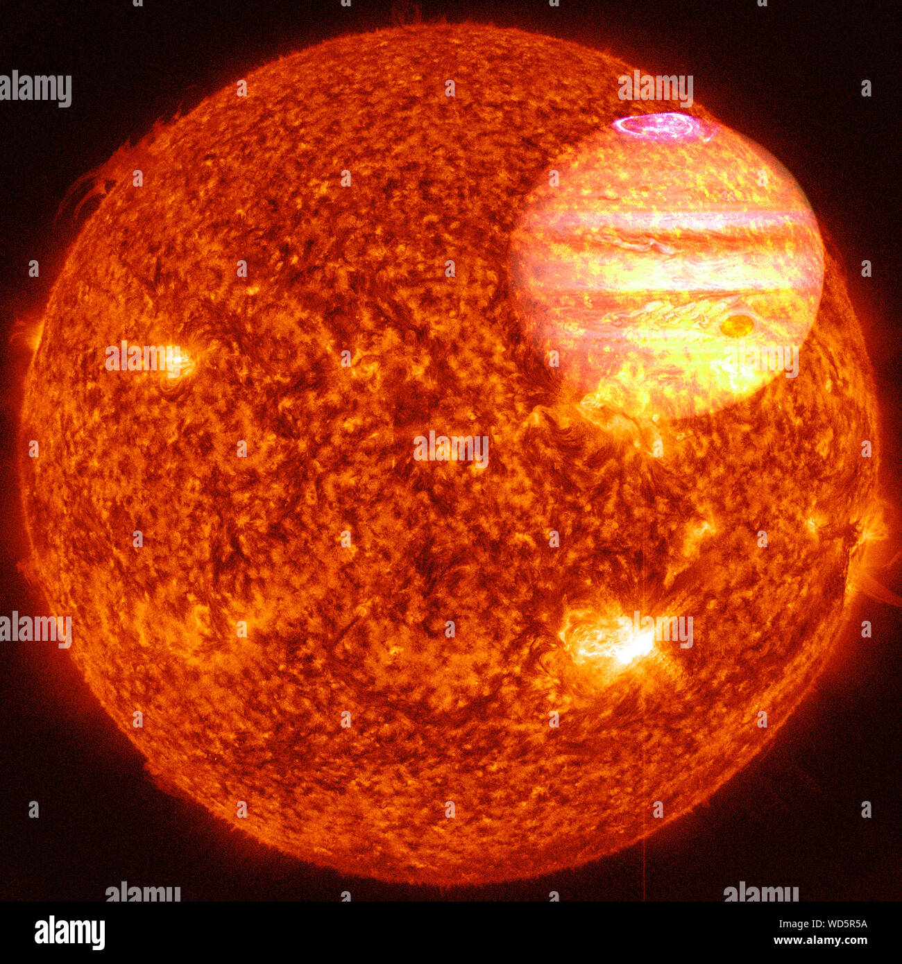 Extremely hot star. Flaring of Sun. Beauty of endless universe ...