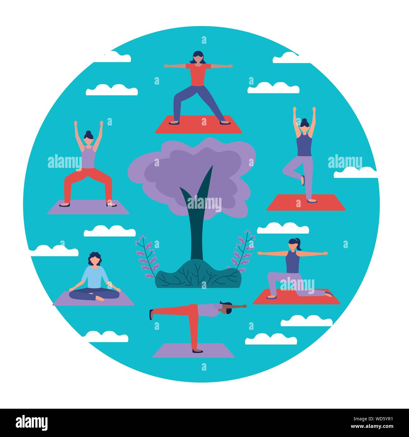Girls doing yoga pose vector design Stock Vector Image & Art - Alamy