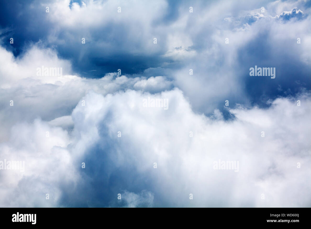 White cumulus clouds blue sky background closeup, overcast skies ...