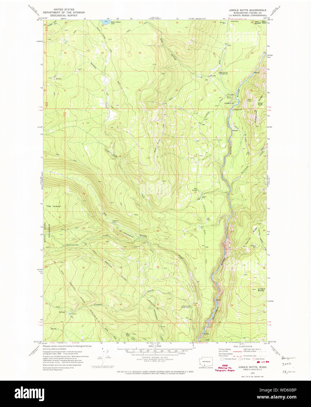 USGS Topo Map Washington State WA Jungle Butte 241708 1970 24000 ...