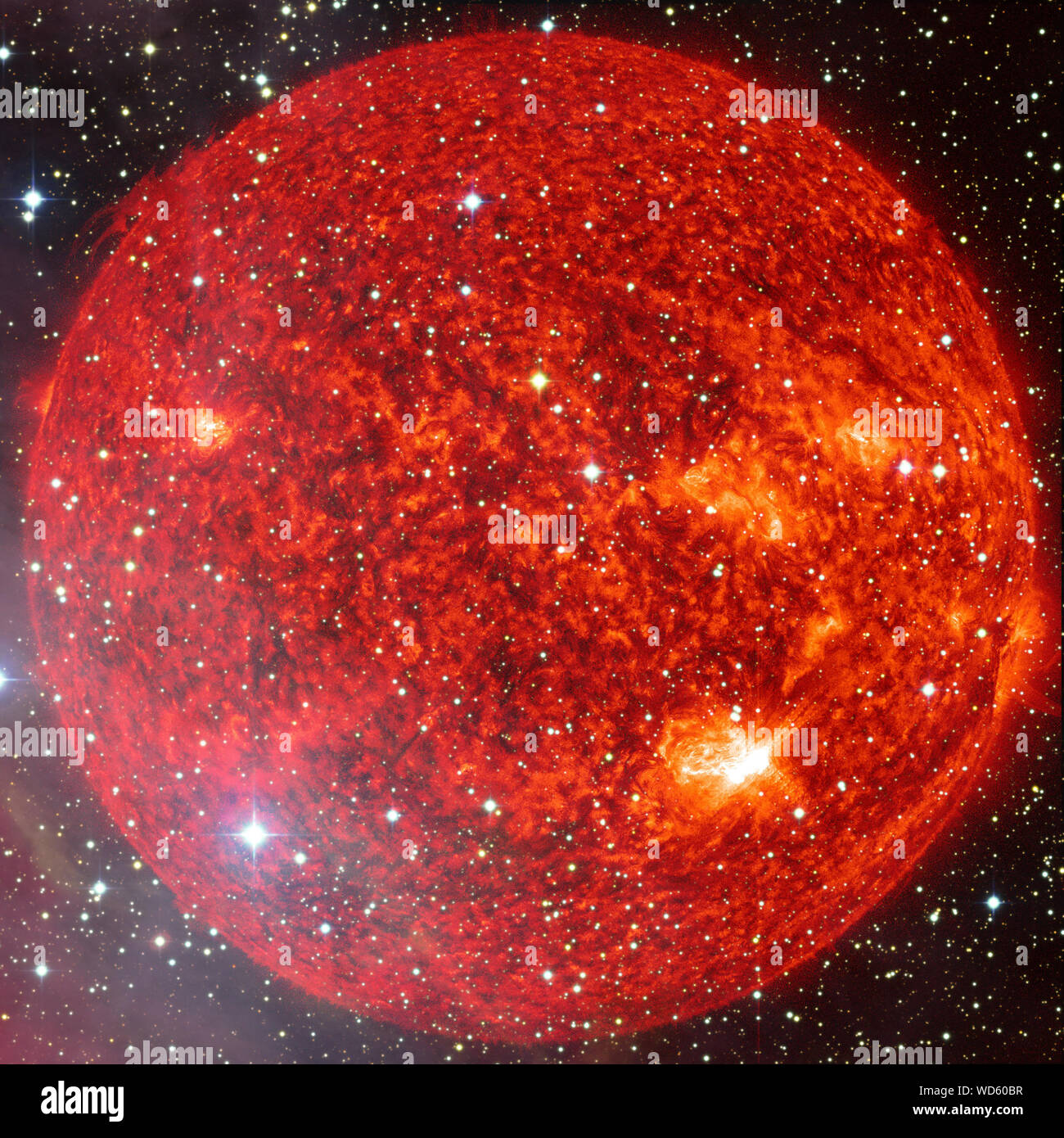 Extremely hot star. Flaring of Sun. Beauty of endless universe ...