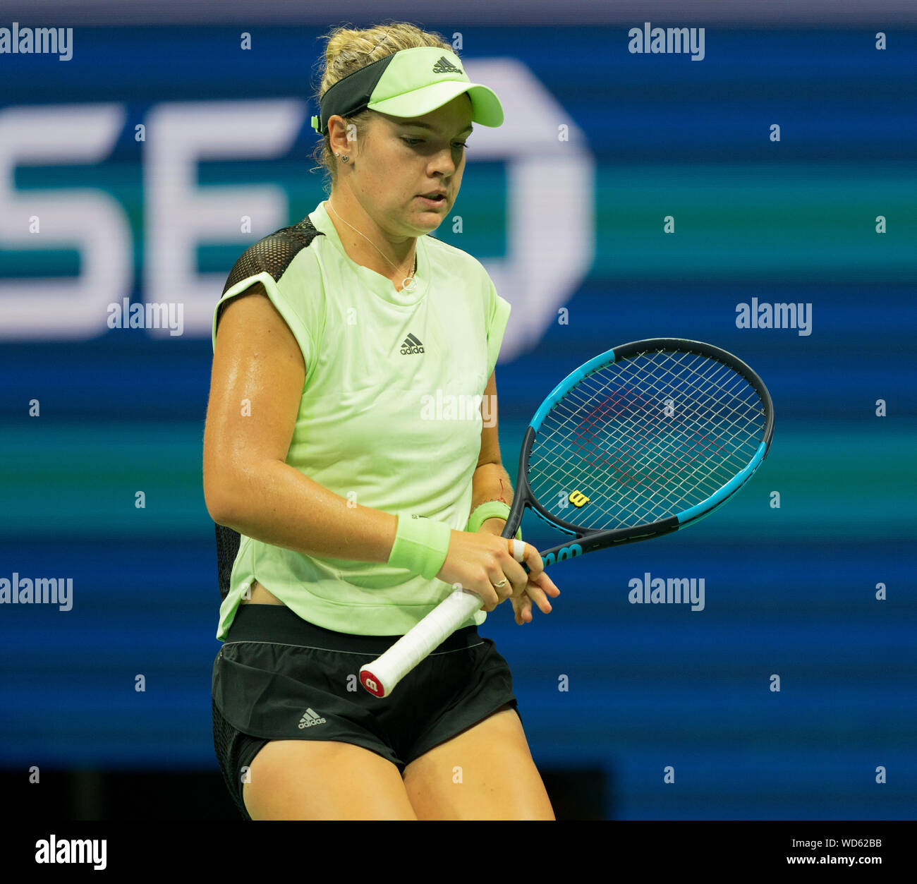 New York, NY - August 28, 2019: Catherine McNally (USA) reacts during ...