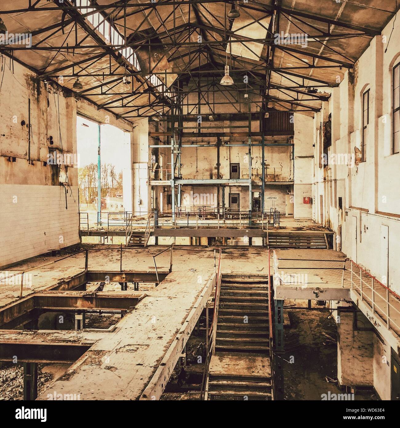 Interiors Of Abandoned Factory Stock Photo - Alamy