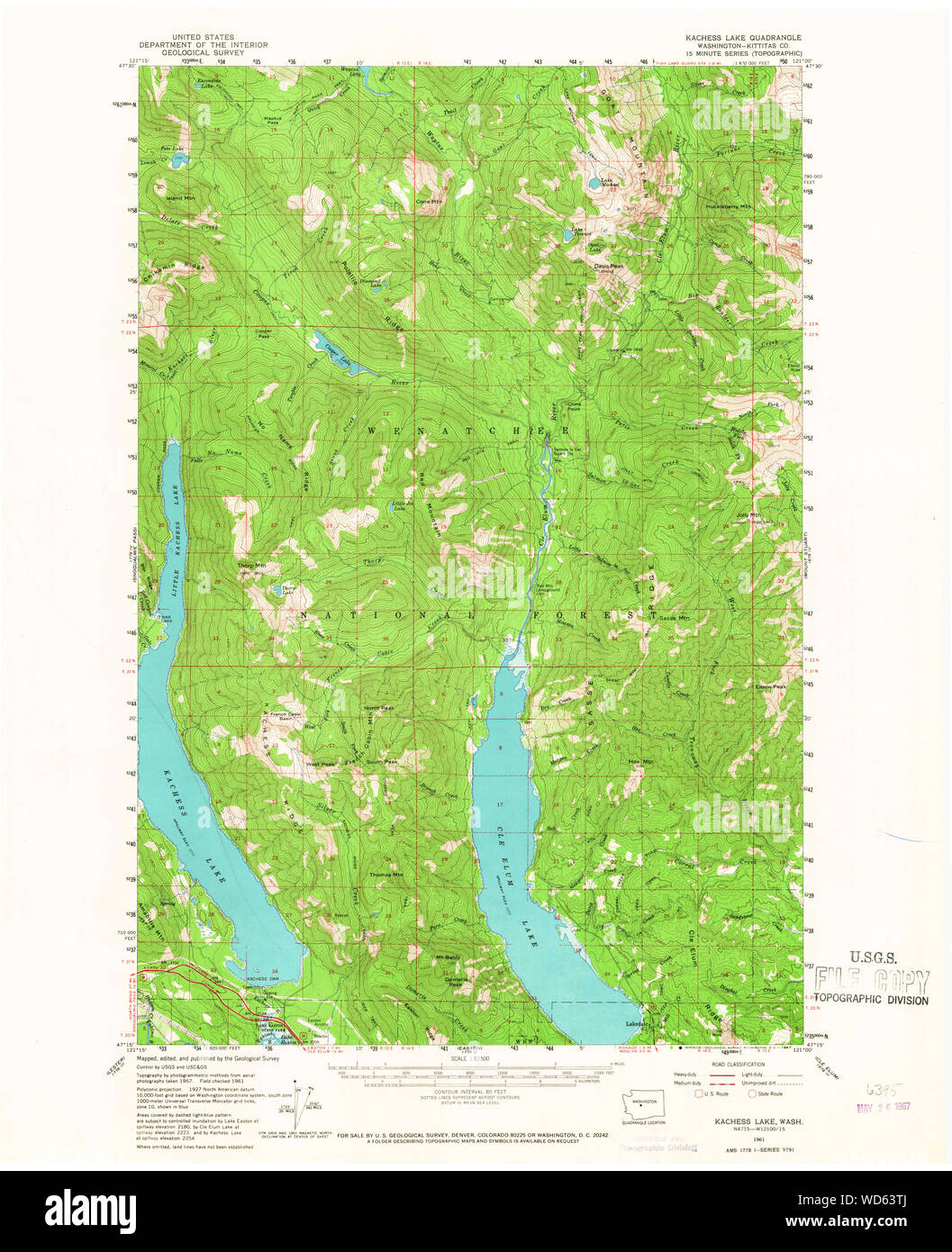 USGS Topo Map Washington State WA Kachess Lake 241715 1961 62500 ...