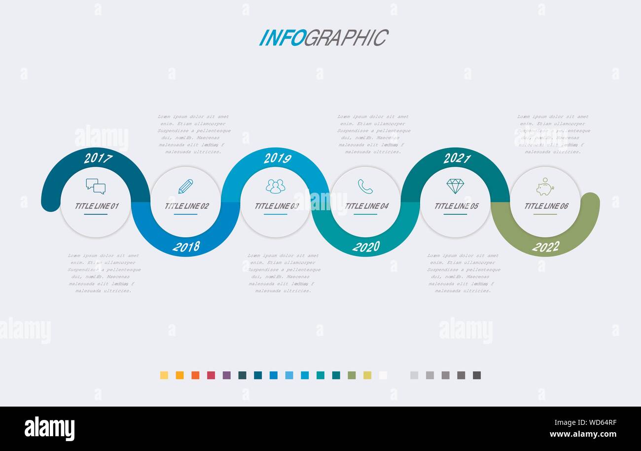 Infographic template. 6 steps circle design with beautiful colors ...