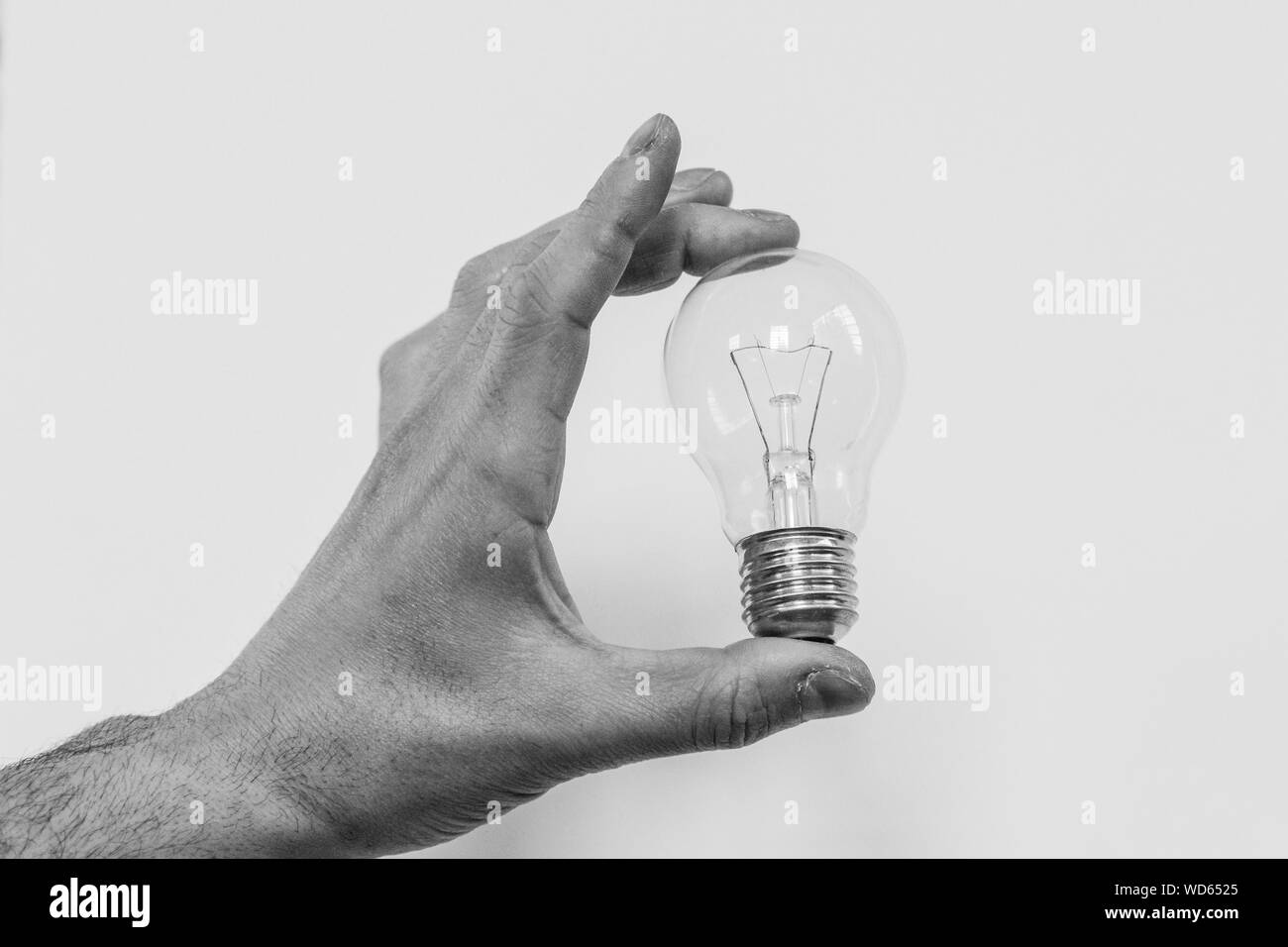 Hand holding up an index finger Black and White Stock Photos & Images ...