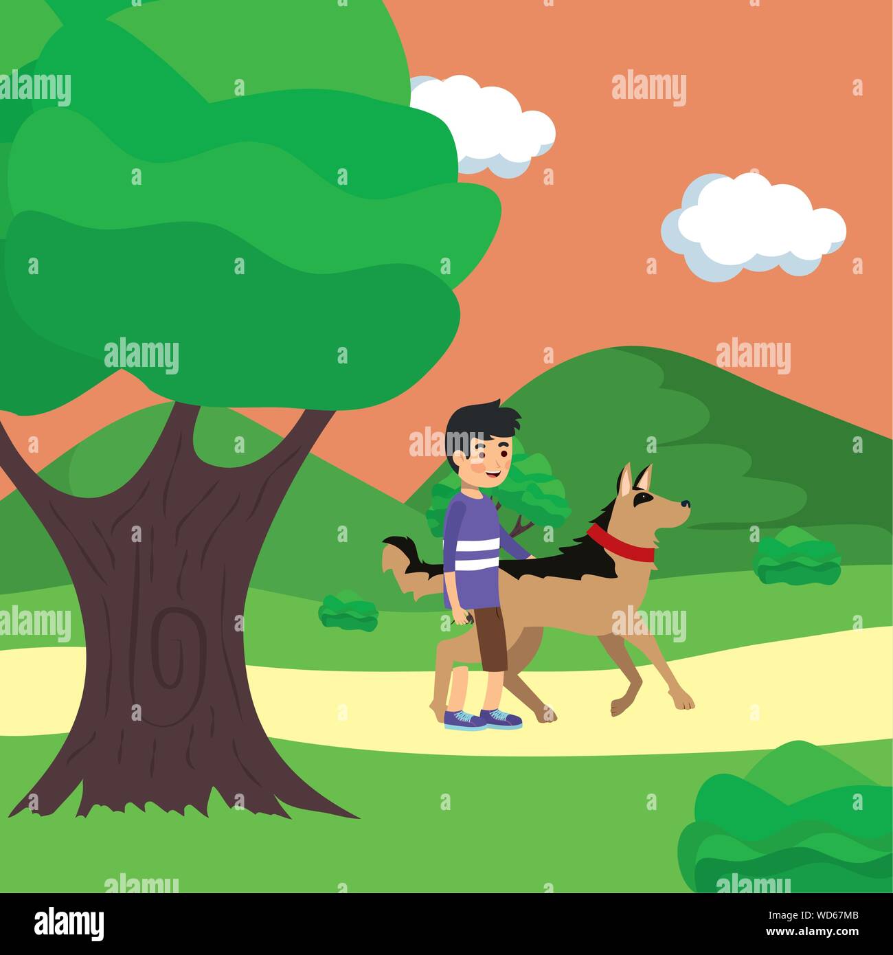 Boy with dog cartoon design Stock Vector Image & Art - Alamy