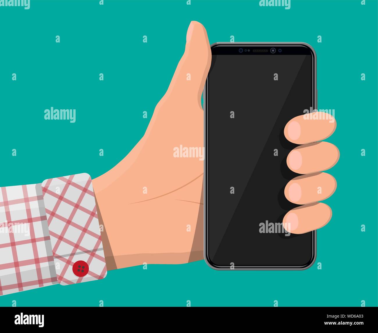 Smartphone with frameless edge display in hand Stock Vector Image & Art ...