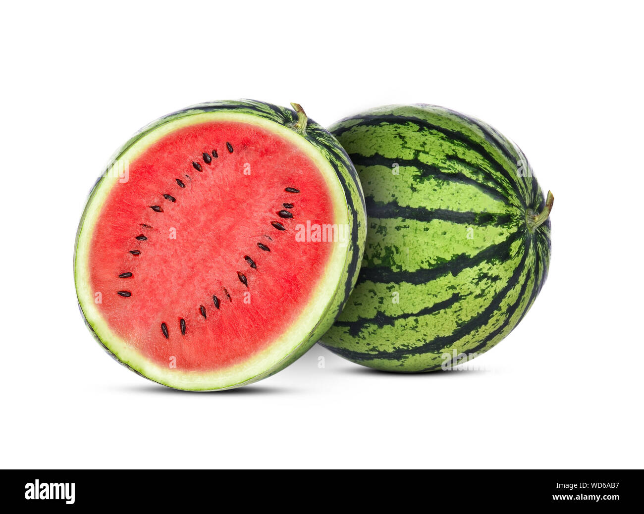 whole and half watermelon isolated on white background Stock Photo - Alamy