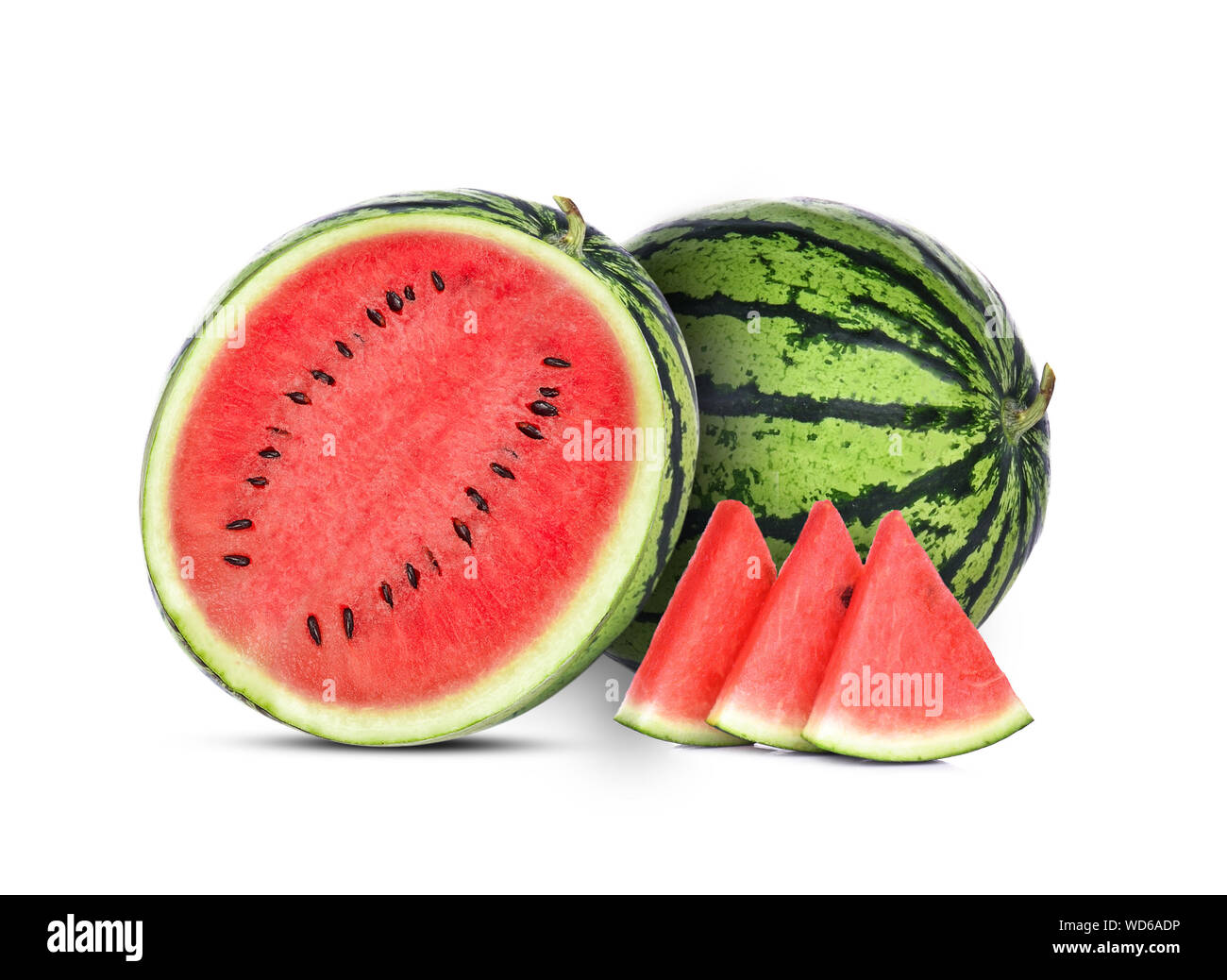 whole and half watermelon isolated on white background Stock Photo - Alamy