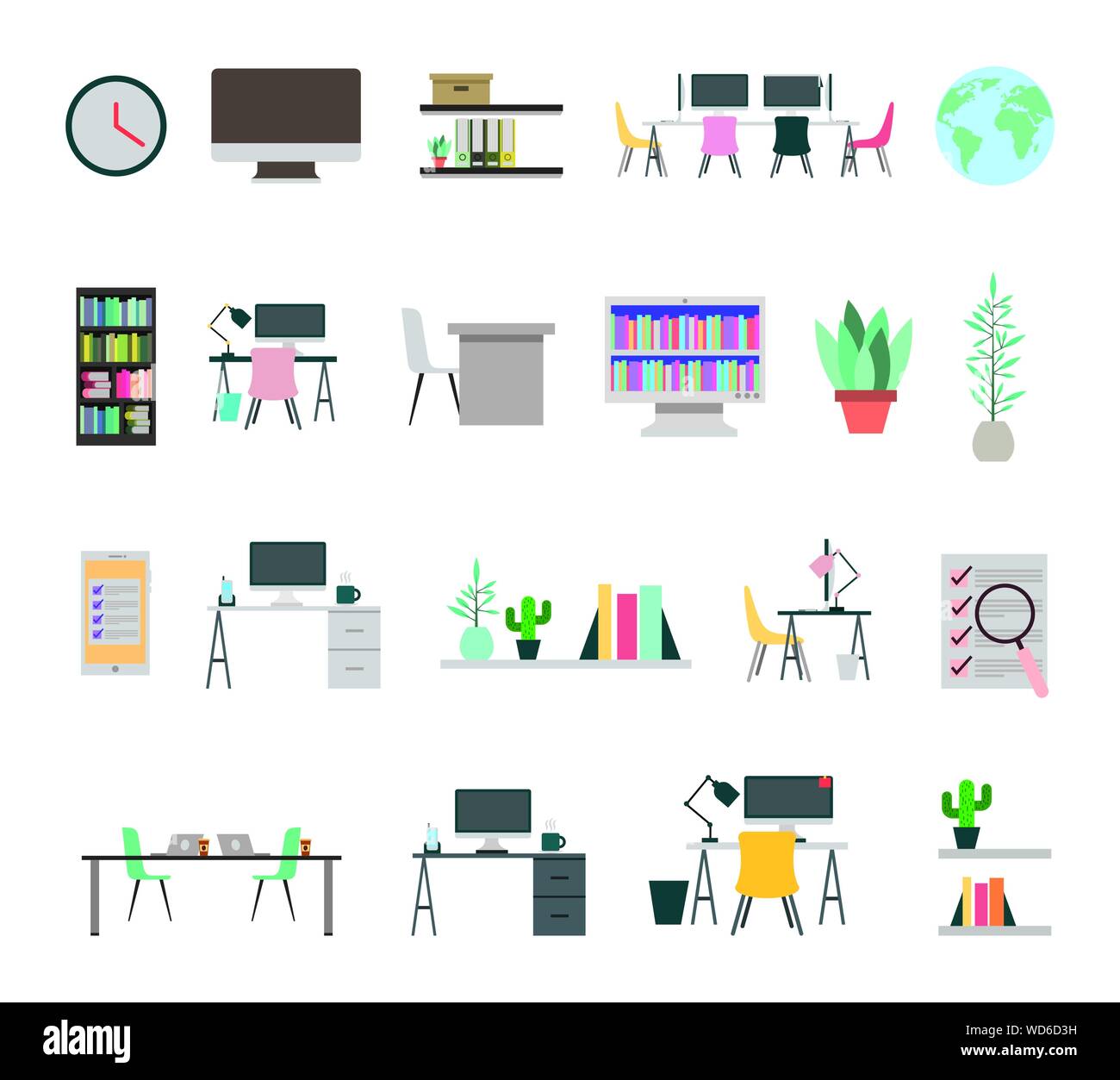 bundle of office equipment icons Stock Vector Image & Art - Alamy