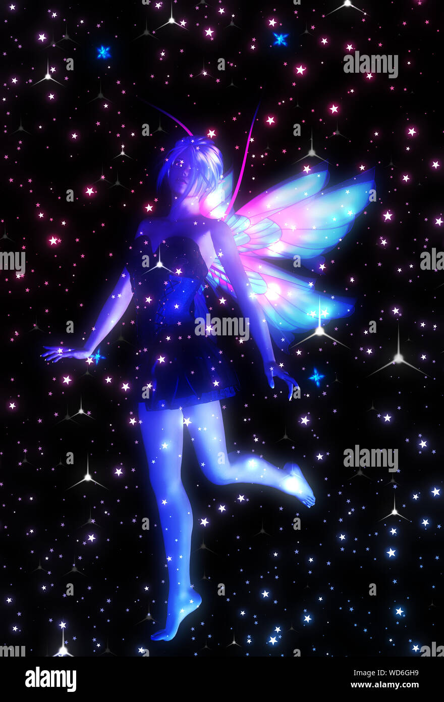 Abstract illustration with fairy and glowing stars background Stock ...