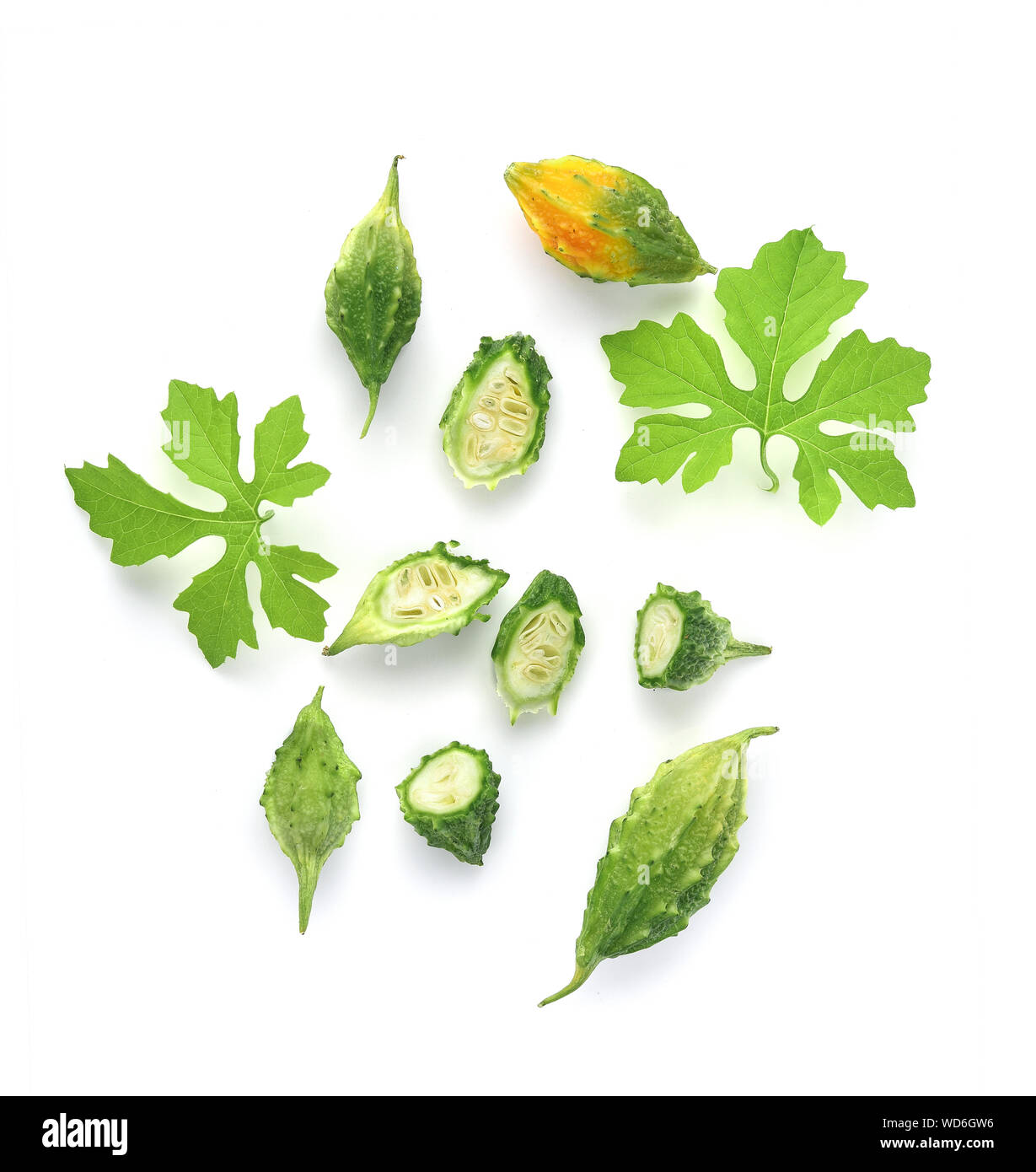 Top view of Fresh bitter gourd isolated on white background Stock Photo ...