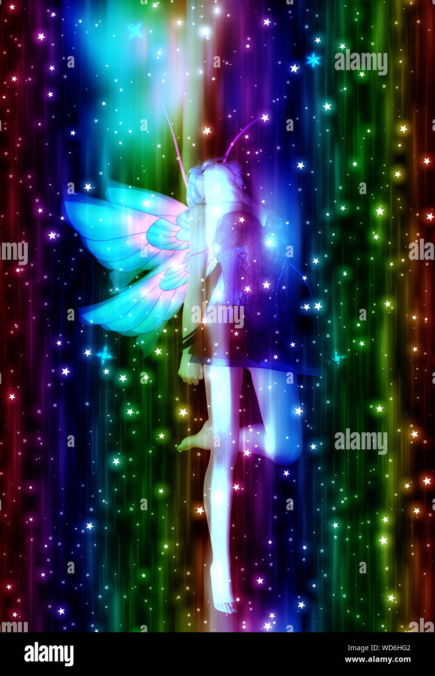 Abstract illustration with fairy and glowing stars background Stock ...