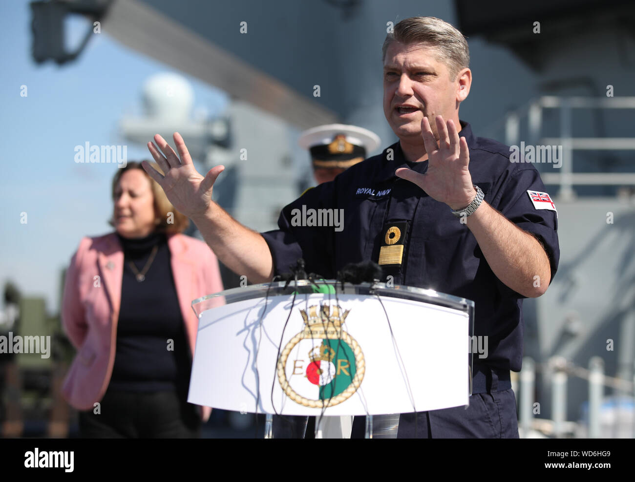 EMBARGOED TO 0001 FRIDAY AUGUST 30 Commodore Mike Utley, Commander ...