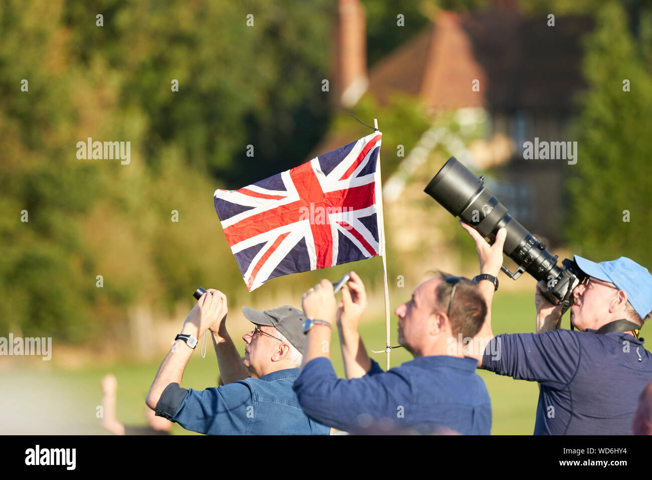 British Union Jack Flying, Shuttleworth Flying Proms Stock Photo - Alamy