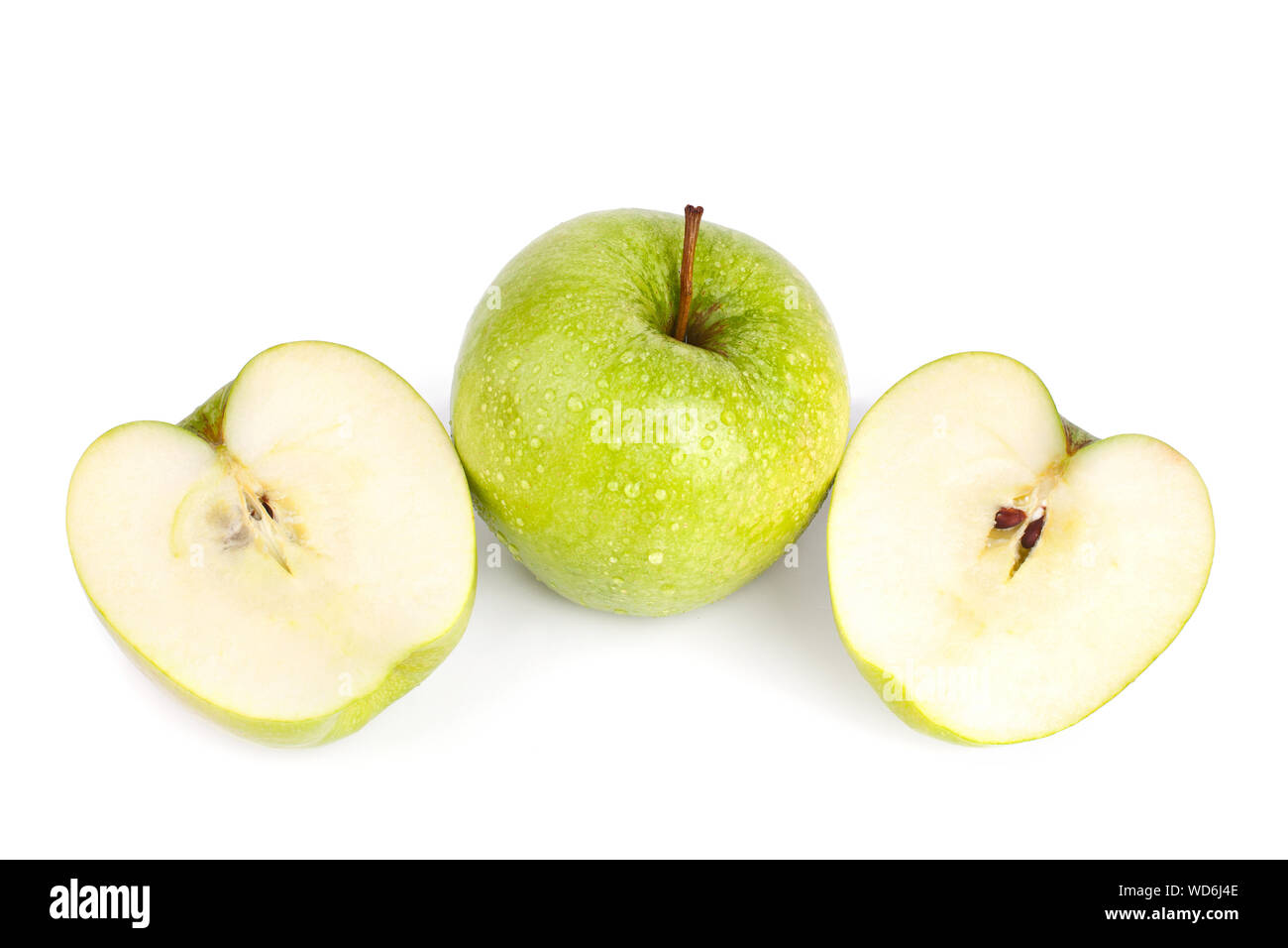 Whole apple and half of apple on white background isolated close up ...