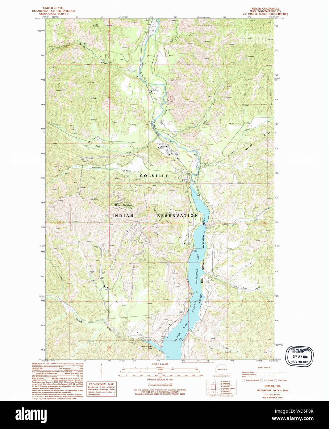 USGS Topo Map Washington State WA Keller 241748 1989 24000 Restoration ...