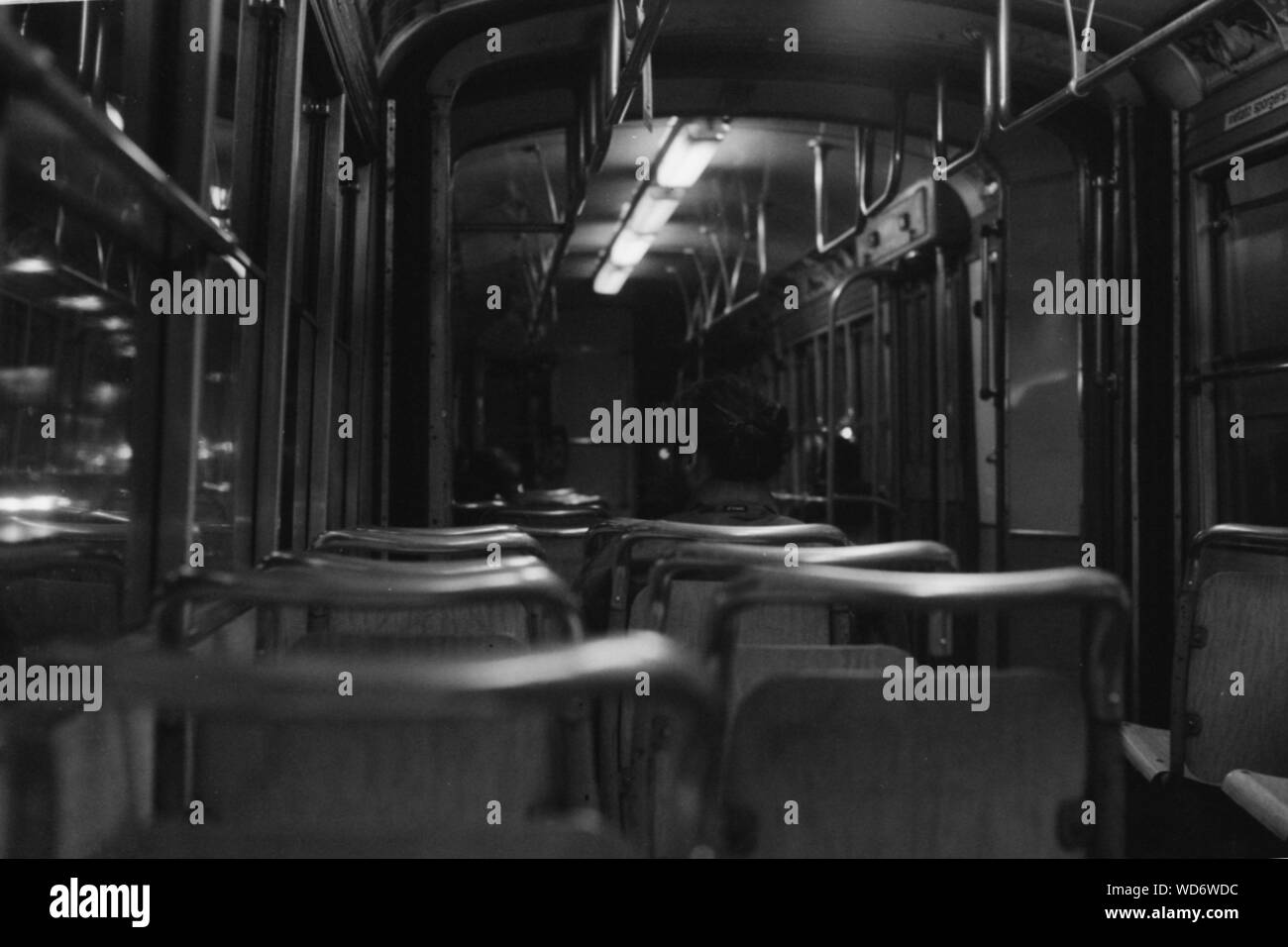 Bus night interior Black and White Stock Photos & Images - Alamy