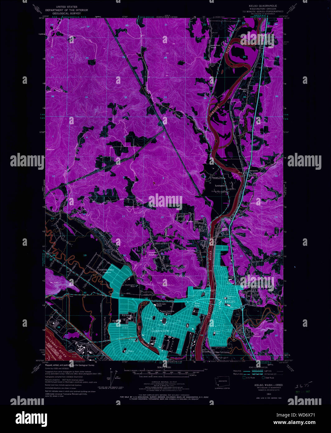 Map of kelso washington state hi-res stock photography and images - Alamy