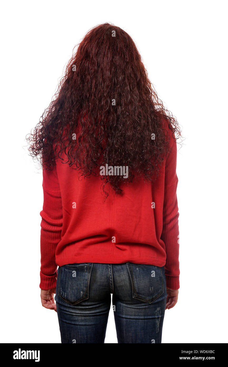 Woman standing rear view Cut Out Stock Images & Pictures - Alamy