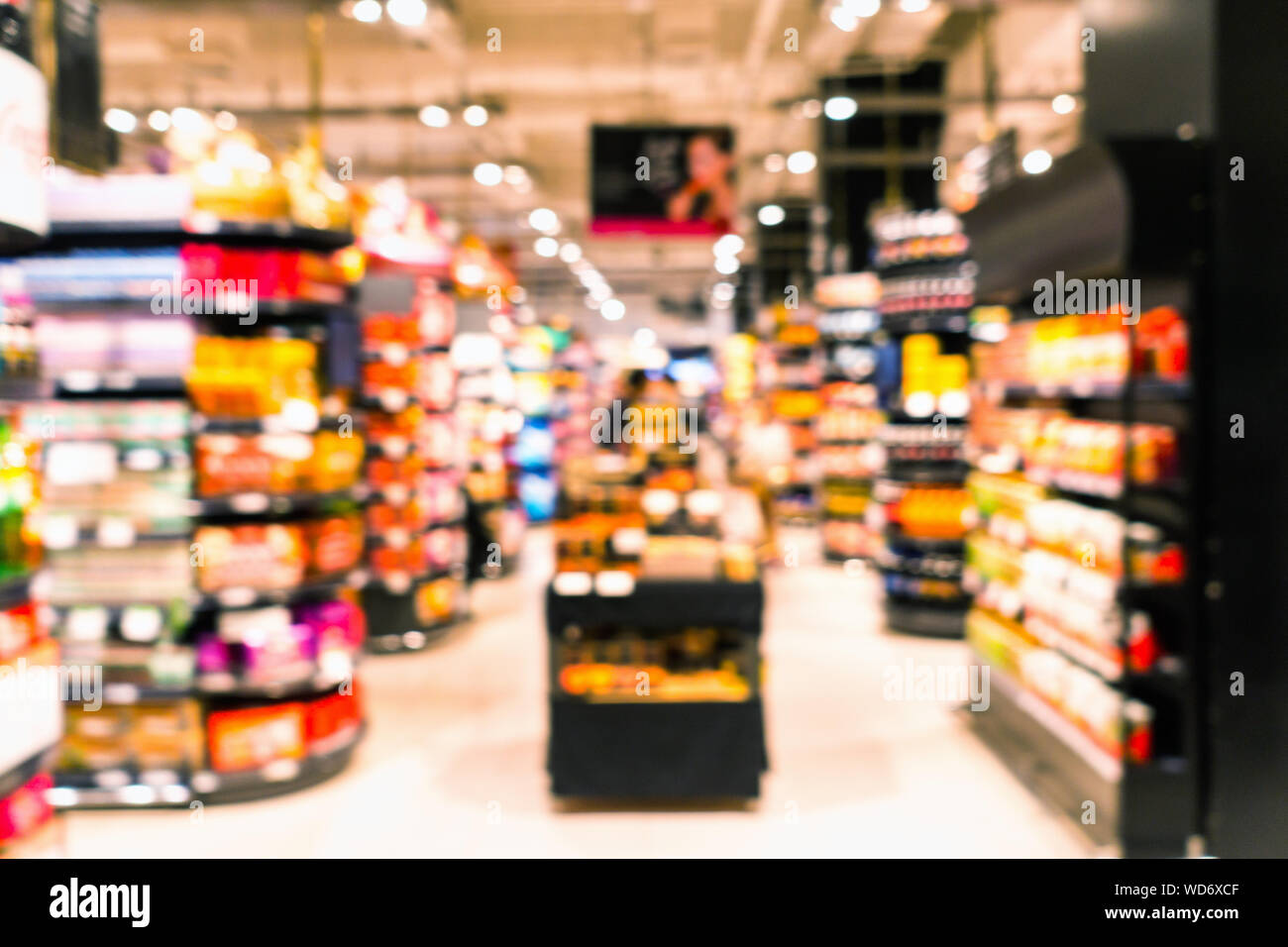 Abstract Blurred Supermarket Grocery Store and Goods in Department ...