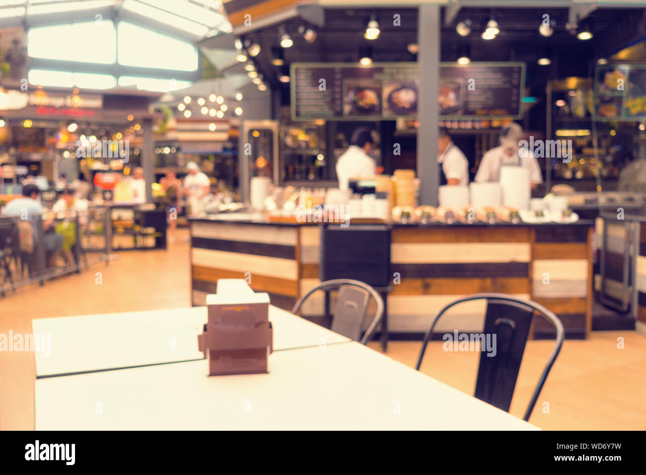 Abstract Blurred Food Court in Department Store, Defocused Blur Table ...