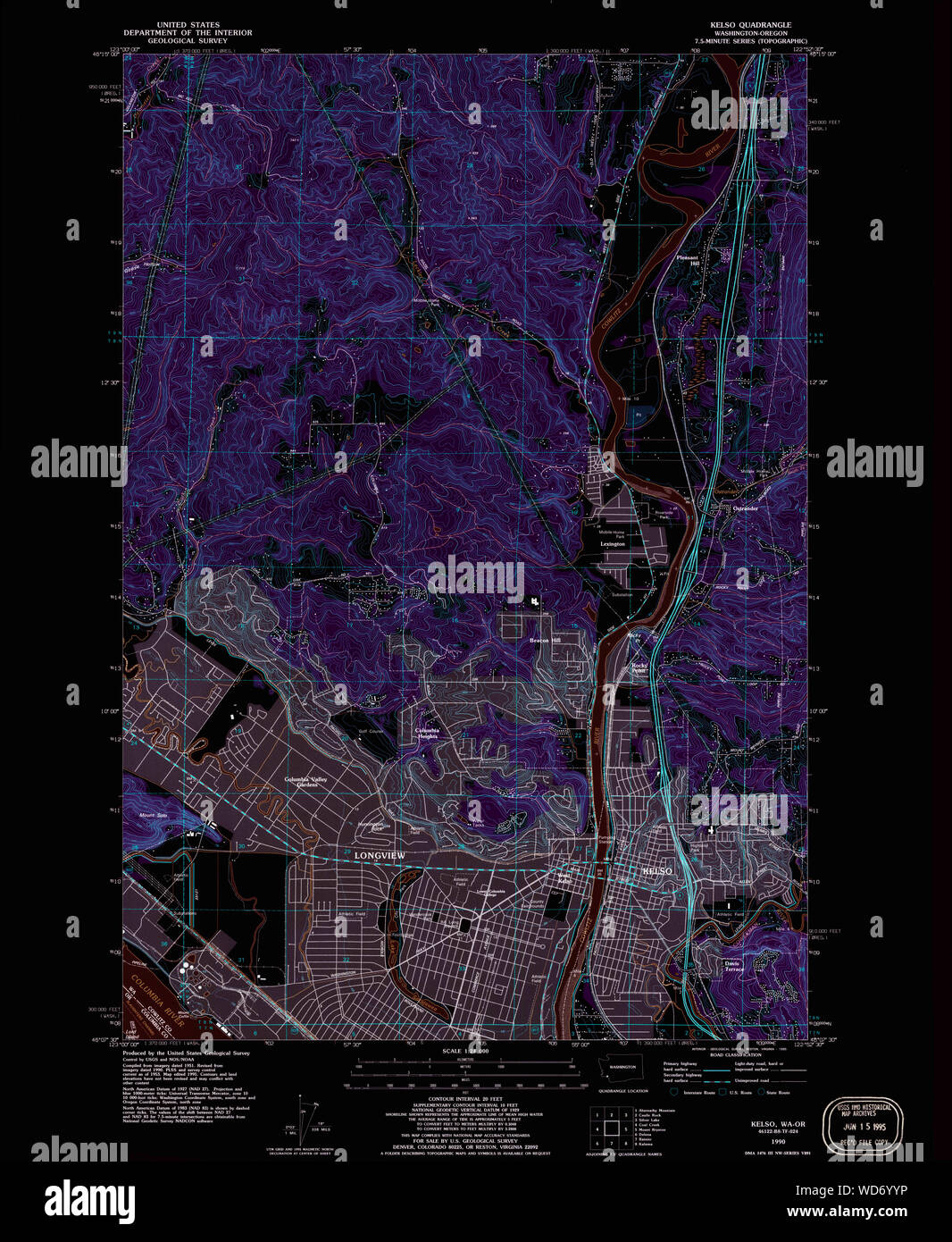 Kelso washington map hi-res stock photography and images - Alamy