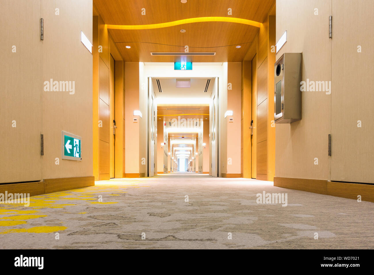 Perspective View Corridor Walkway of Interior Hotel, Modern ...