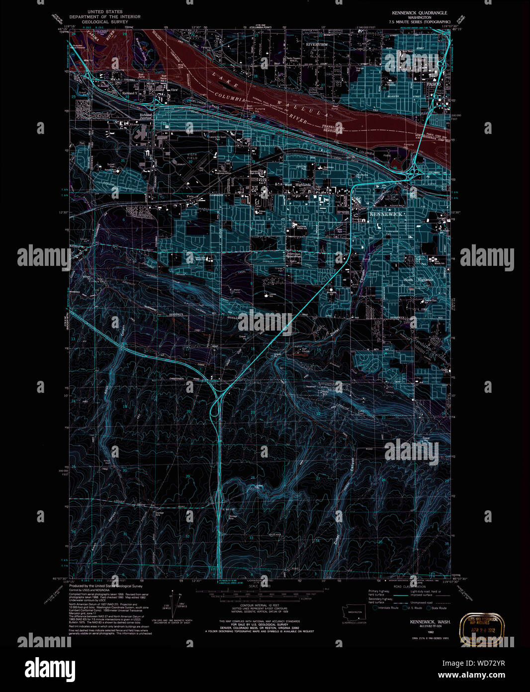 Map of kennewick washington hi-res stock photography and images - Alamy