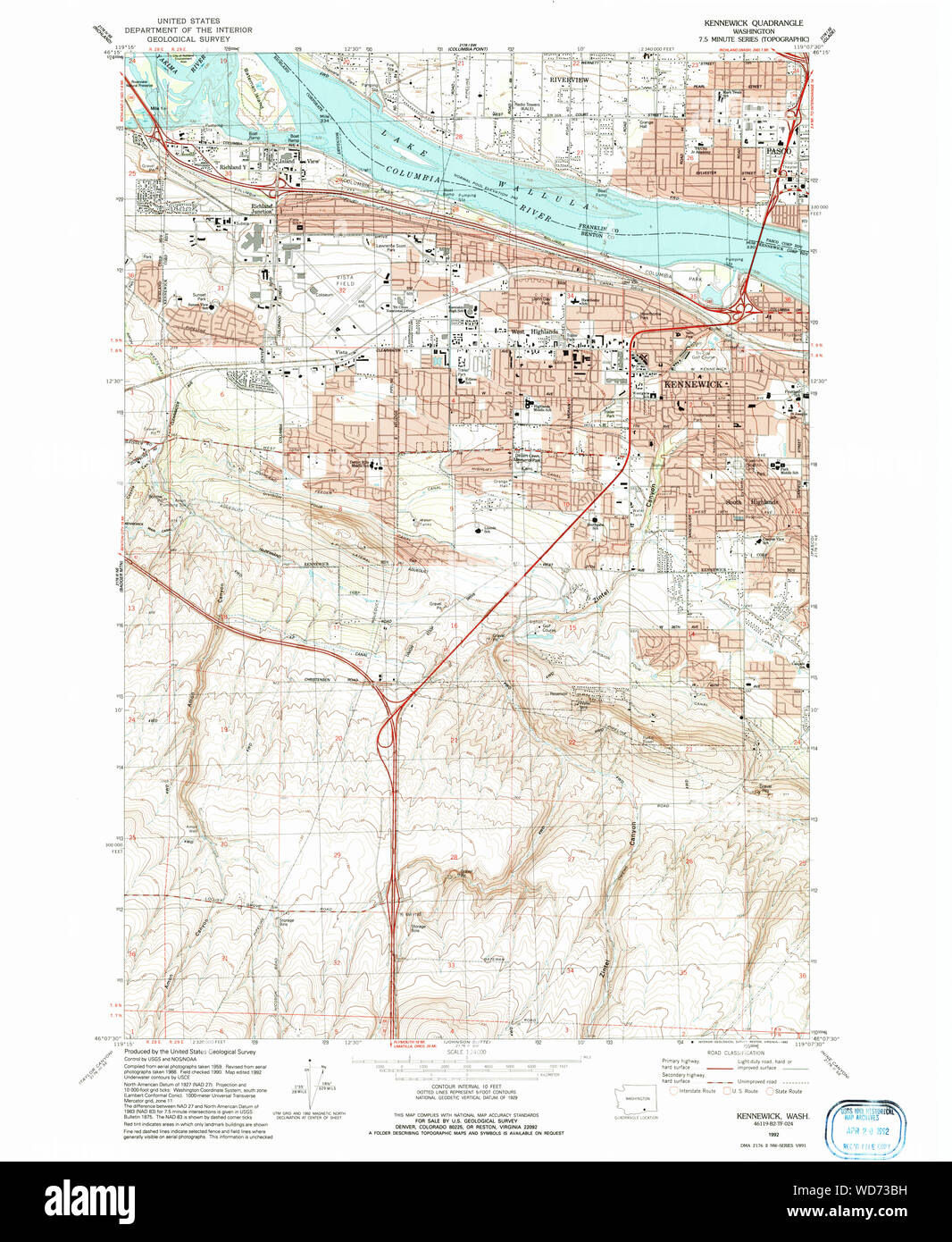 Kennewick map hi-res stock photography and images - Alamy