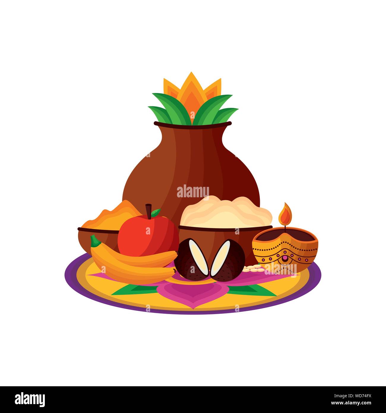Clay pot of onam celebration design Stock Vector Image & Art - Alamy