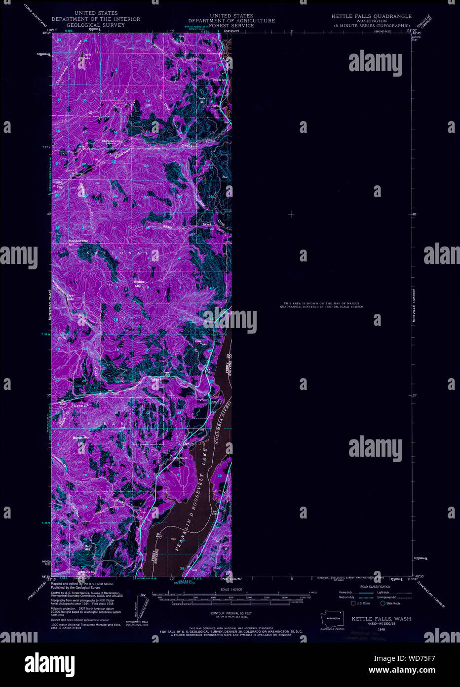 Map of kettle falls hi-res stock photography and images - Alamy