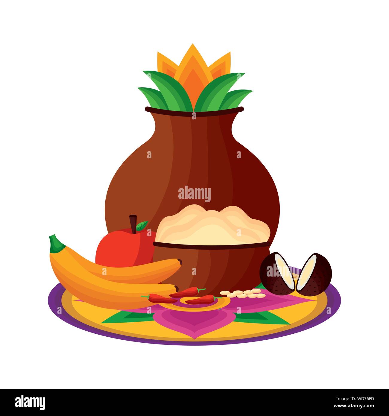 Clay pot of onam celebration design Stock Vector Image & Art - Alamy