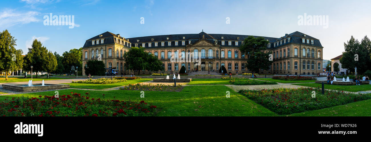 Stuttgart, Germany, August 25, 2019, XXL panorama of new castle ...
