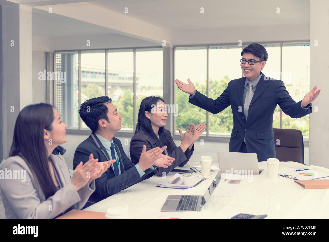 Business People Teamwork are Meeting Conference and Congratulations ...