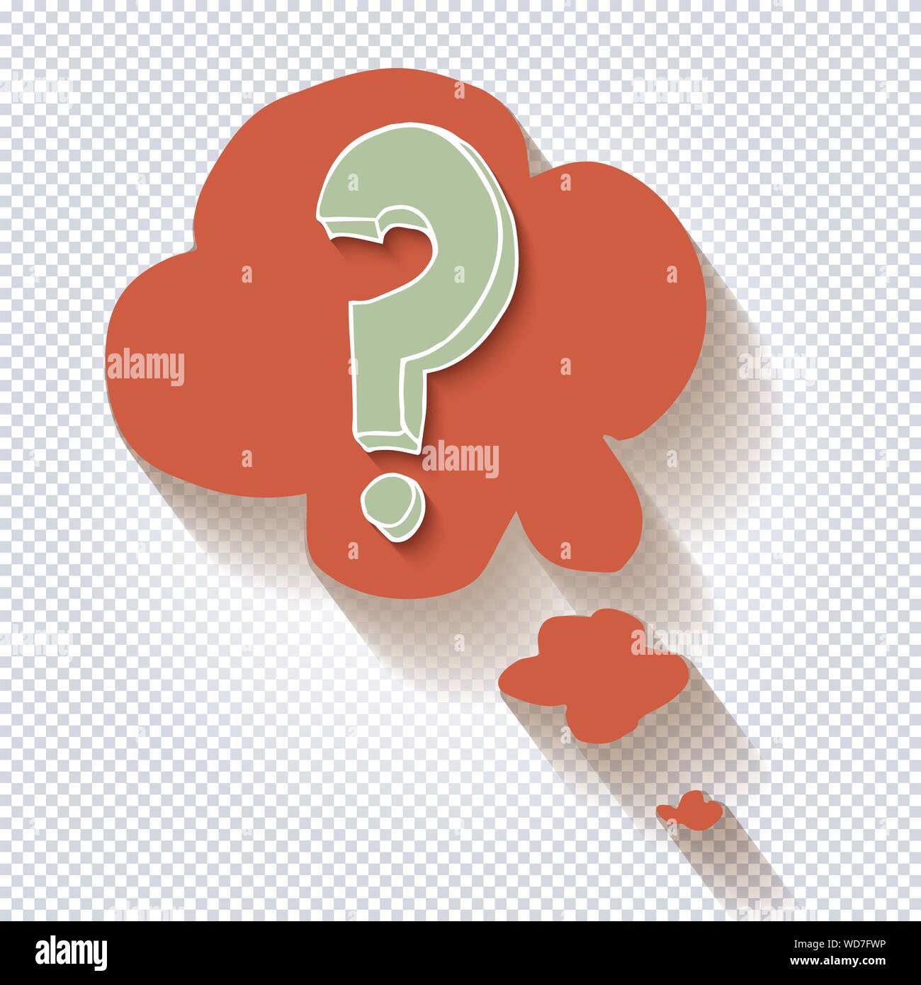 Cartoon question mark with thought bubble on a transparent background ...