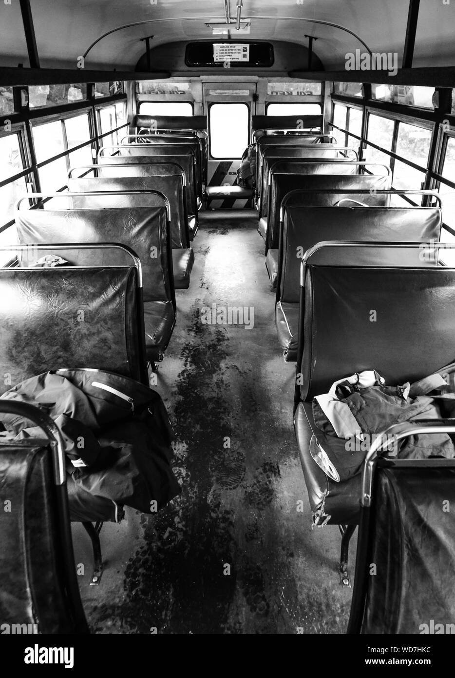 Bus interior Black and White Stock Photos & Images - Alamy