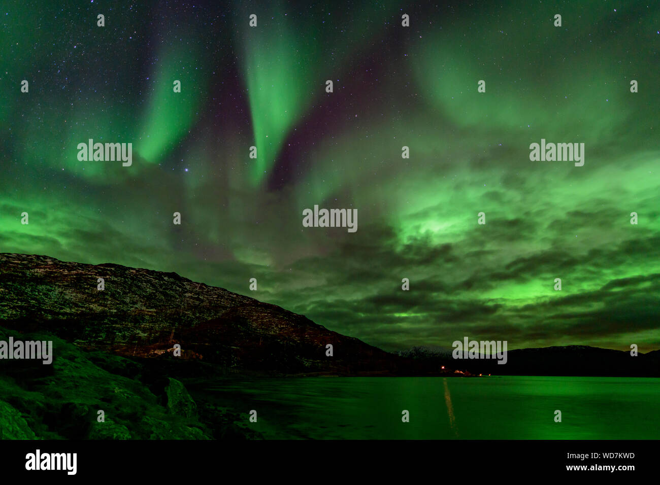 Polar light, Northern light, aurora borealis, Kvaloyvagen, Norway ...