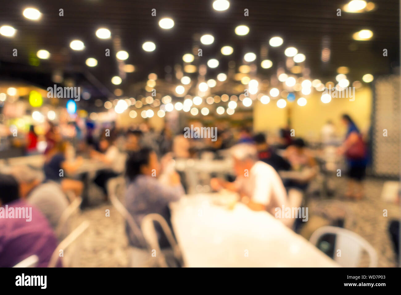 Abstract Blurred Food Court in Department Store, Defocused Blur Table ...