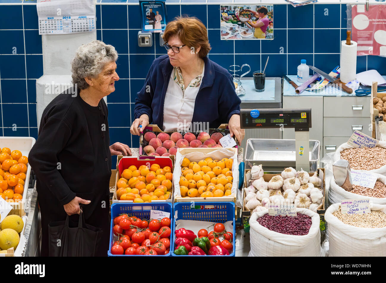 fresh vegetable at the Livramento food market in Setubal town, Portugal ...