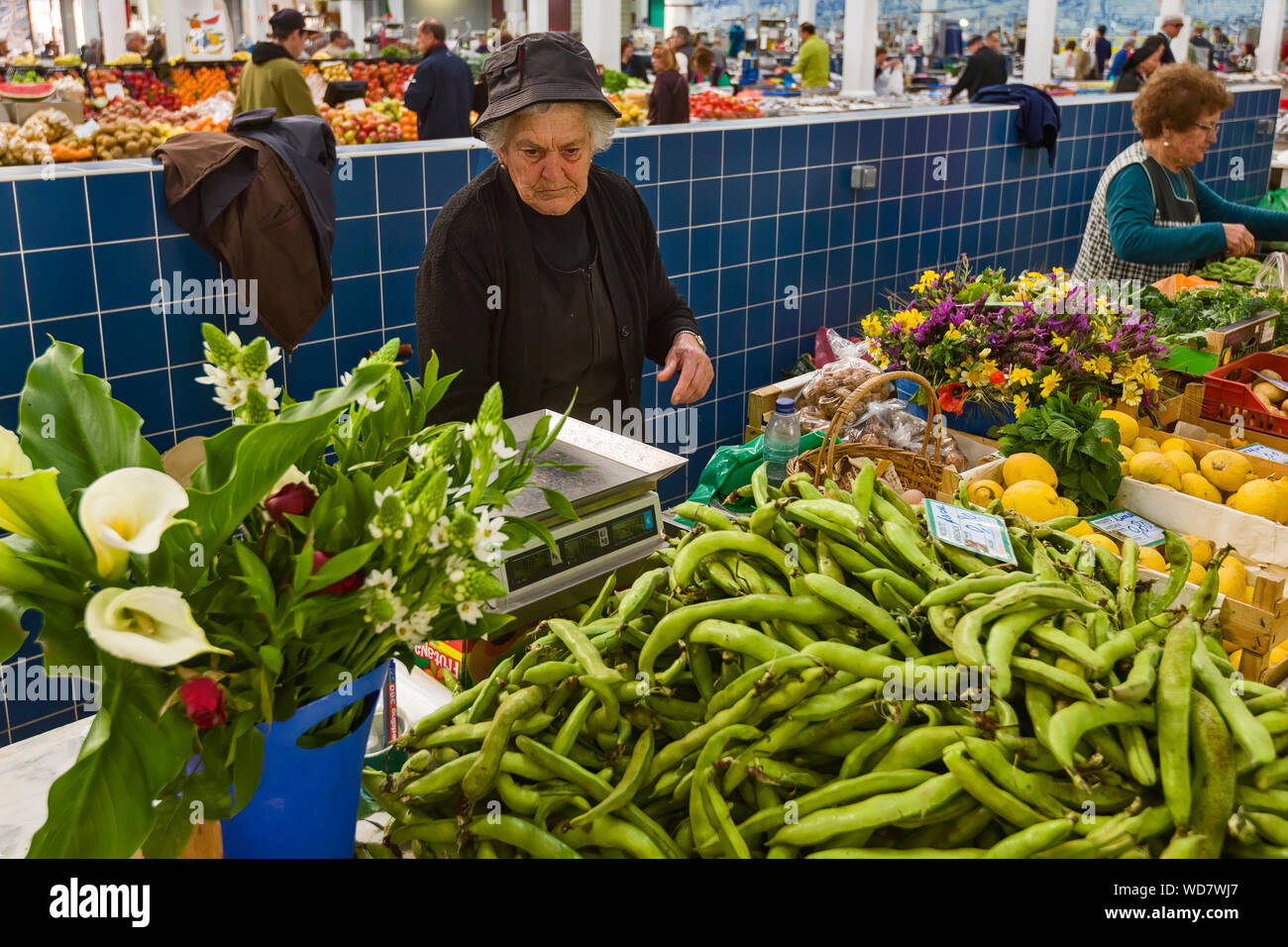 fresh vegetable at the Livramento food market in Setubal town, Portugal ...