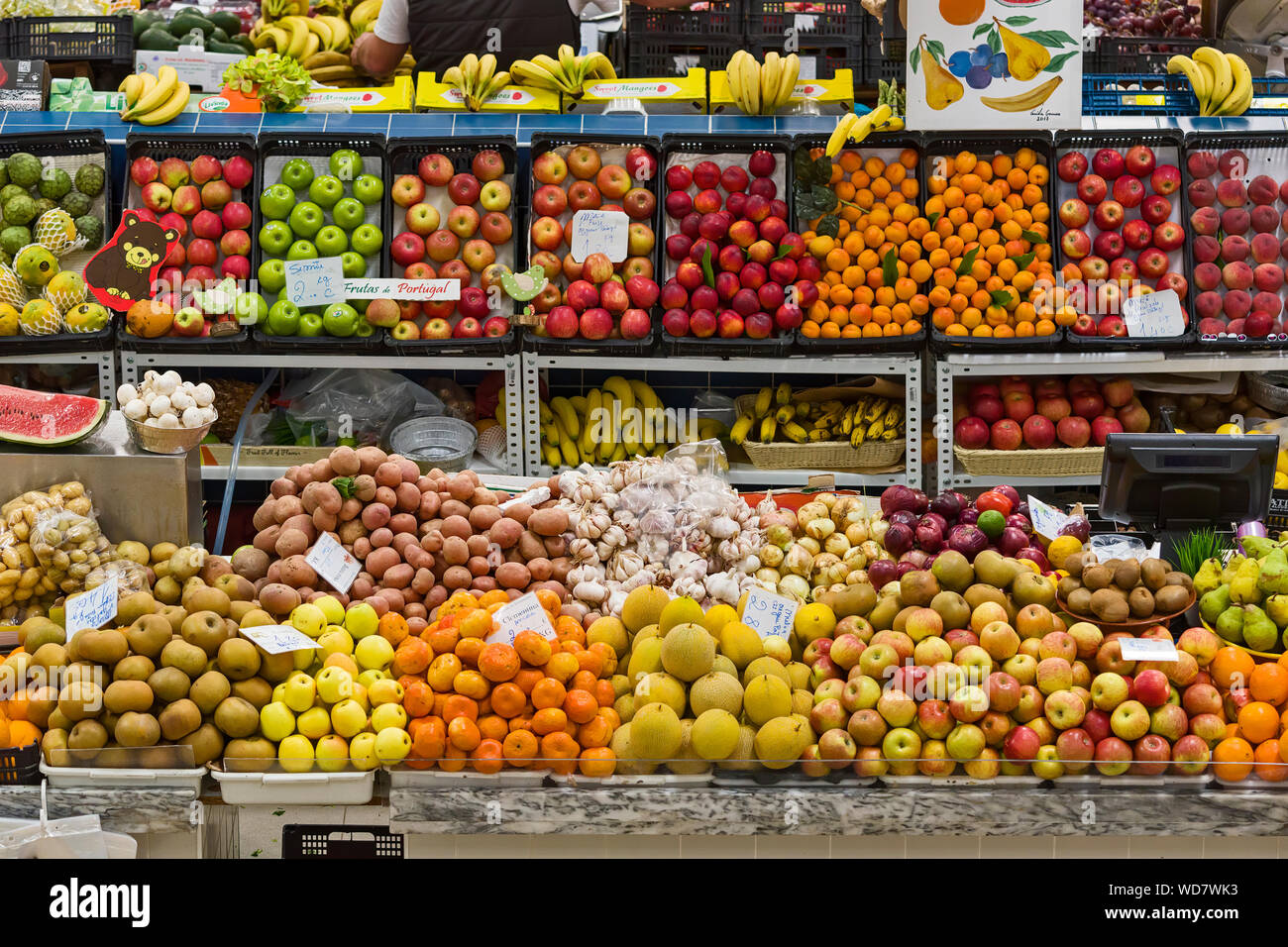 fresh vegetable at the Livramento food market in Setubal town, Portugal ...