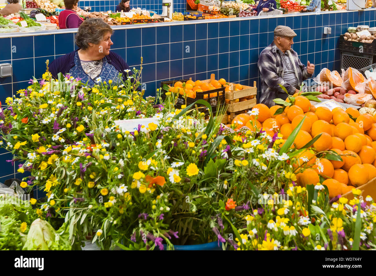 fresh vegetable at the Livramento food market in Setubal town, Portugal ...