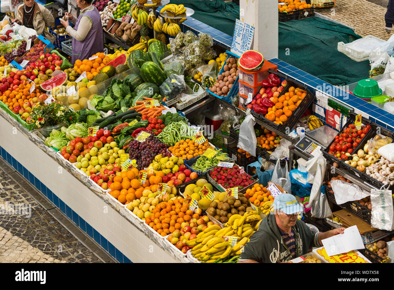 fresh vegetable at the Livramento food market in Setubal town, Portugal ...