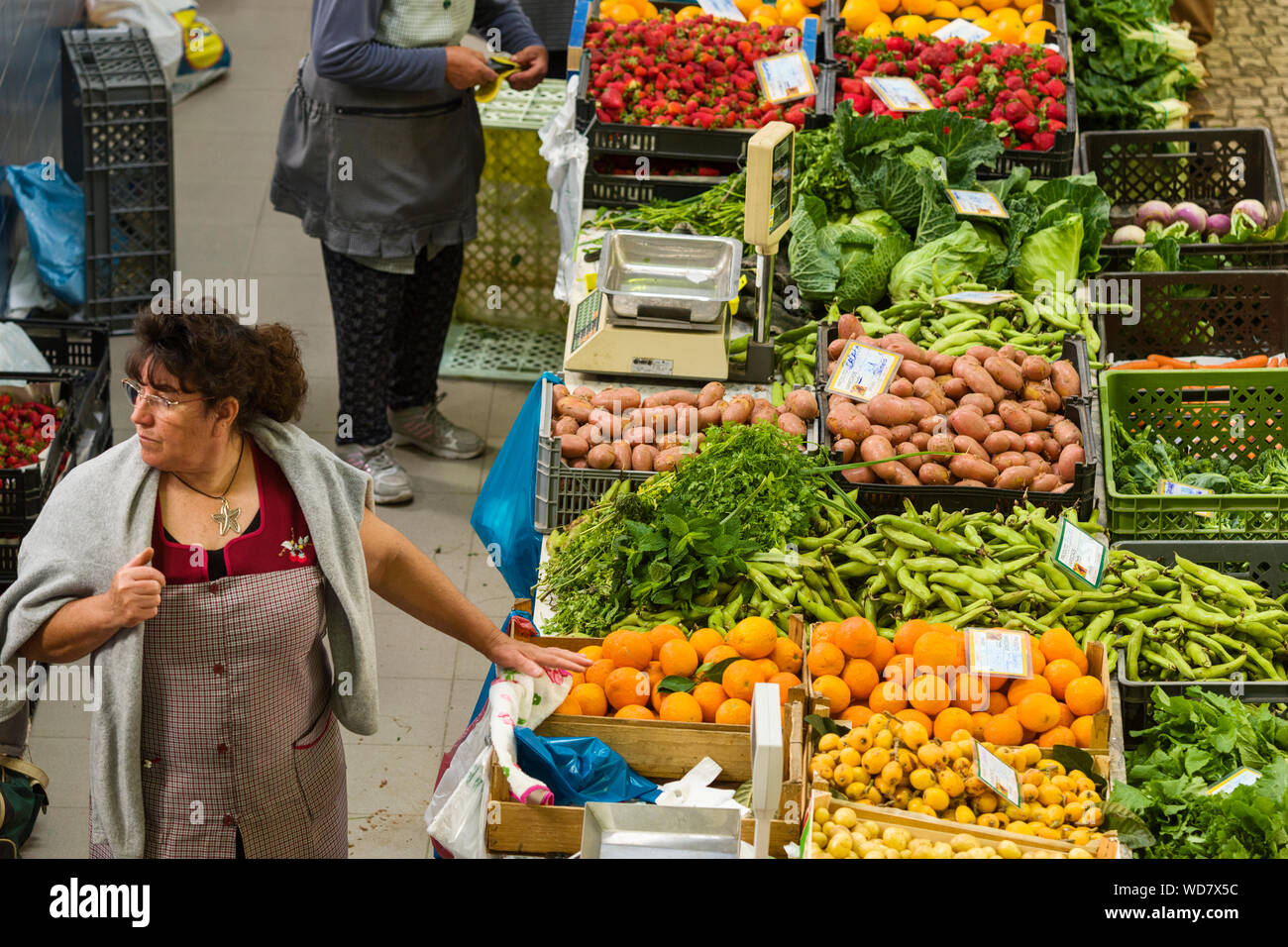 fresh vegetable at the Livramento food market in Setubal town, Portugal ...
