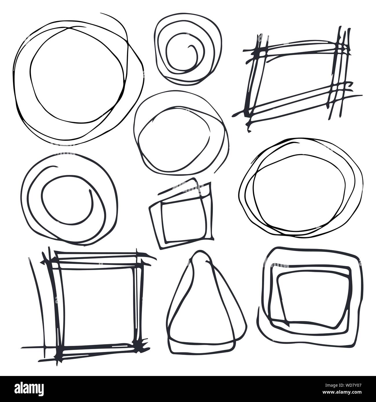 Frames and text boxes in grunge texture style. Hand drawn set of ...