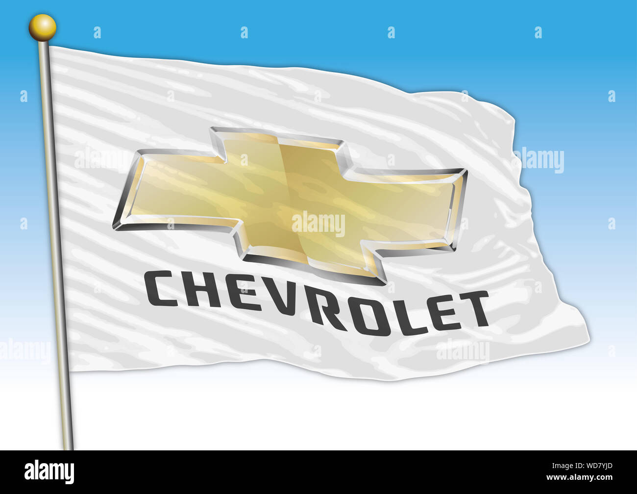 Chevrolet car industry, flag with logo, illustration Stock Photo - Alamy